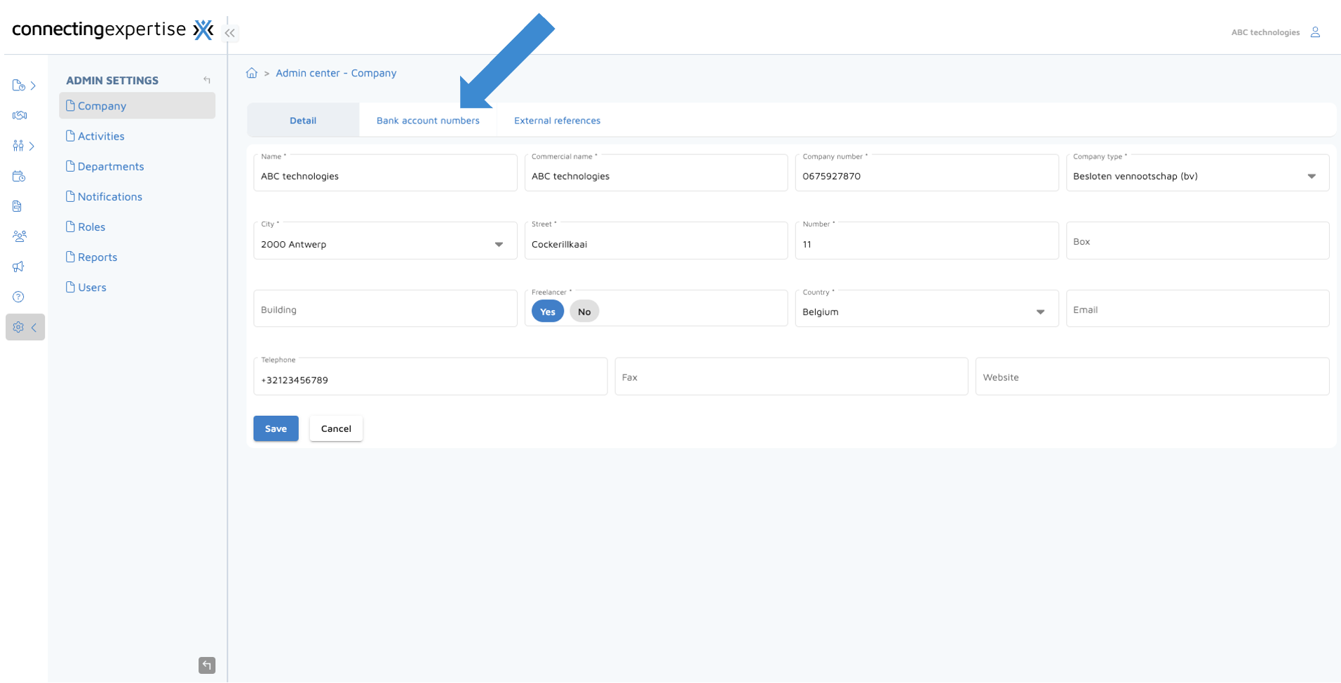 How do I add bank account numbers? – Connecting-Expertise Help Center